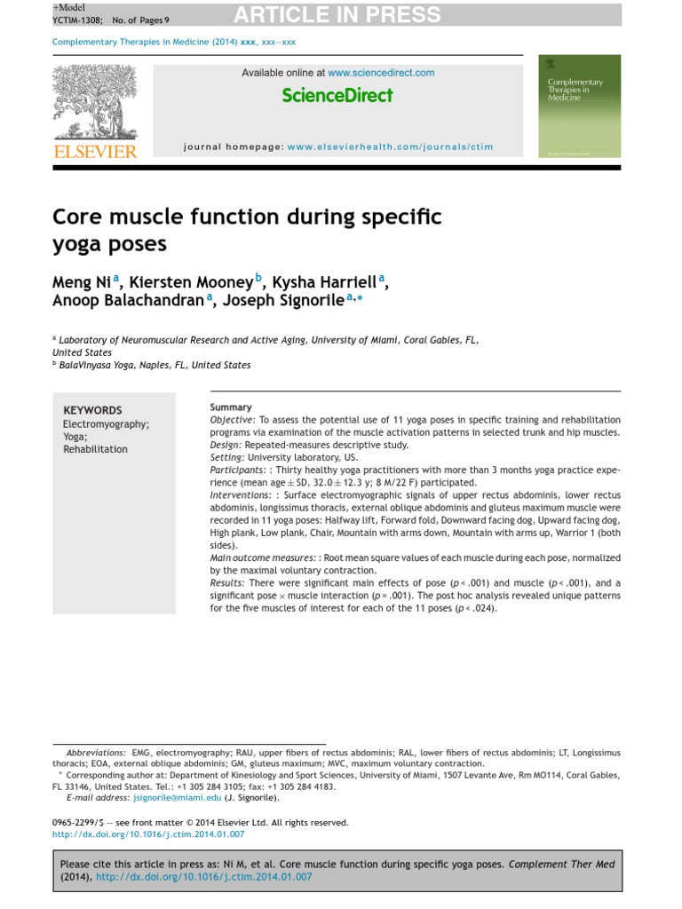 Core Muscle Function During Specific Yoga Poses | PDF | Pelvis ...