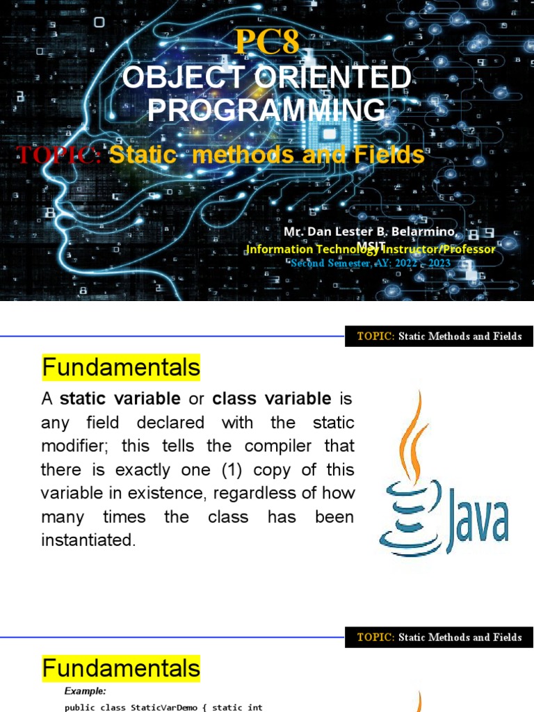 Pc8 - Oop Static Methods and Fields | PDF | Class (Computer Programming) | Method (Computer ...