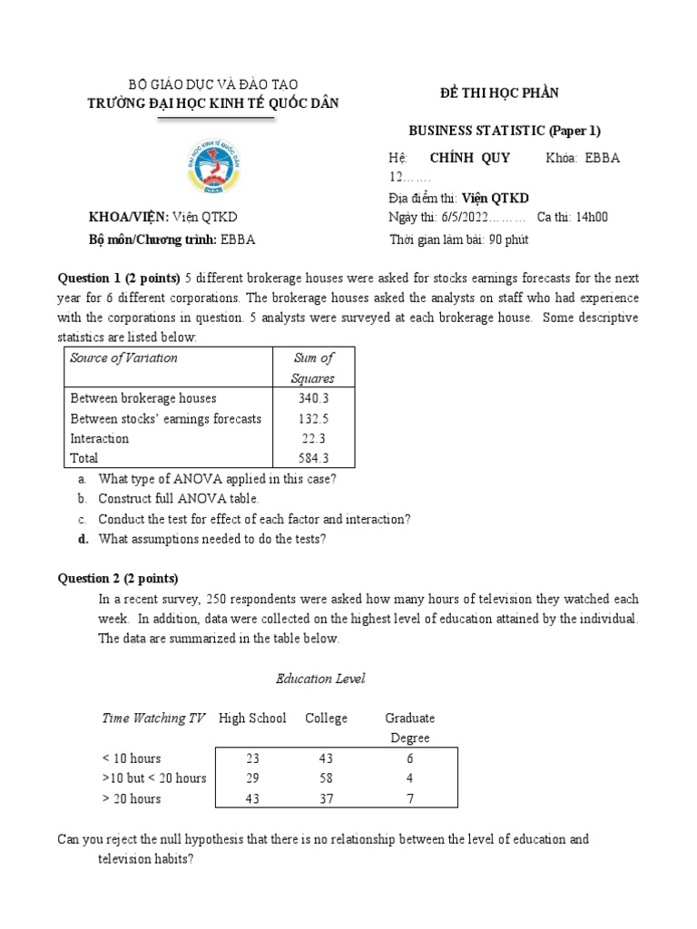 Business Statistics Exam Paper 2022 | PDF | Regression Analysis ...