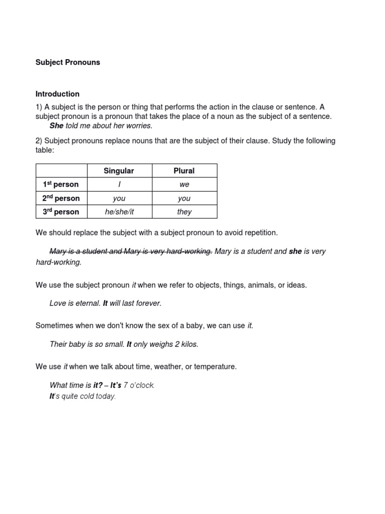 1.1 3. (Textbook) Subject Pronouns | PDF | Pronoun | Subject (Grammar)