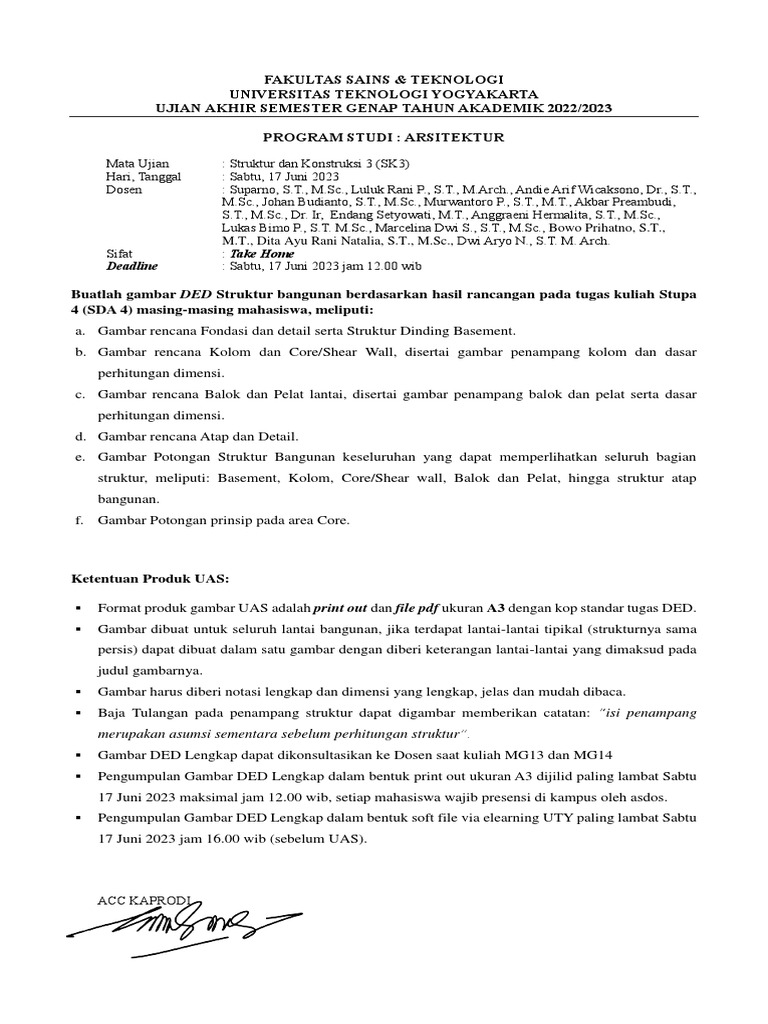 Soal UAS SK3 - Genap22-23 | PDF | Teknologi & Rekayasa