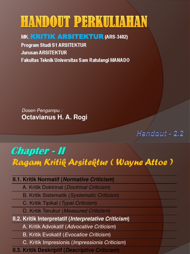 Handout Chp2.2 Ragam Metode Kritik Arsitektur Interpretatif | PDF