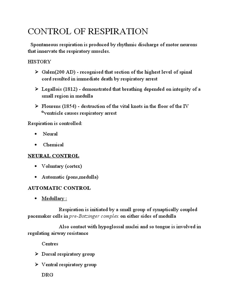 Control of Respiration | PDF | Breathing | Respiratory System