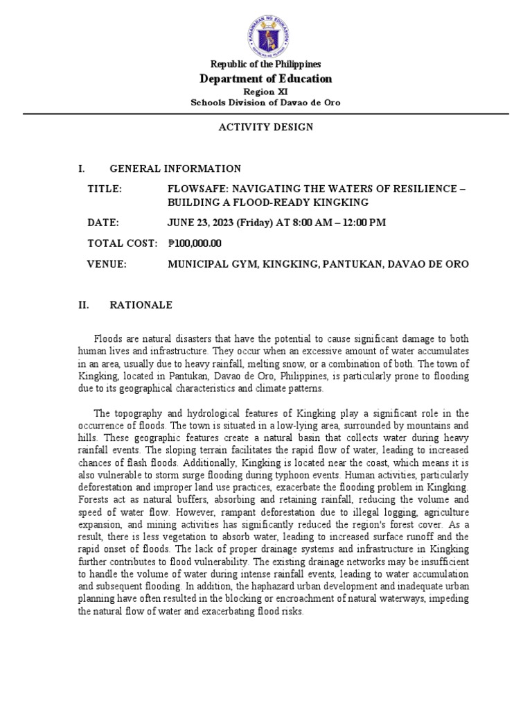 Activity Design (PD) | PDF | Flood | Emergency Management