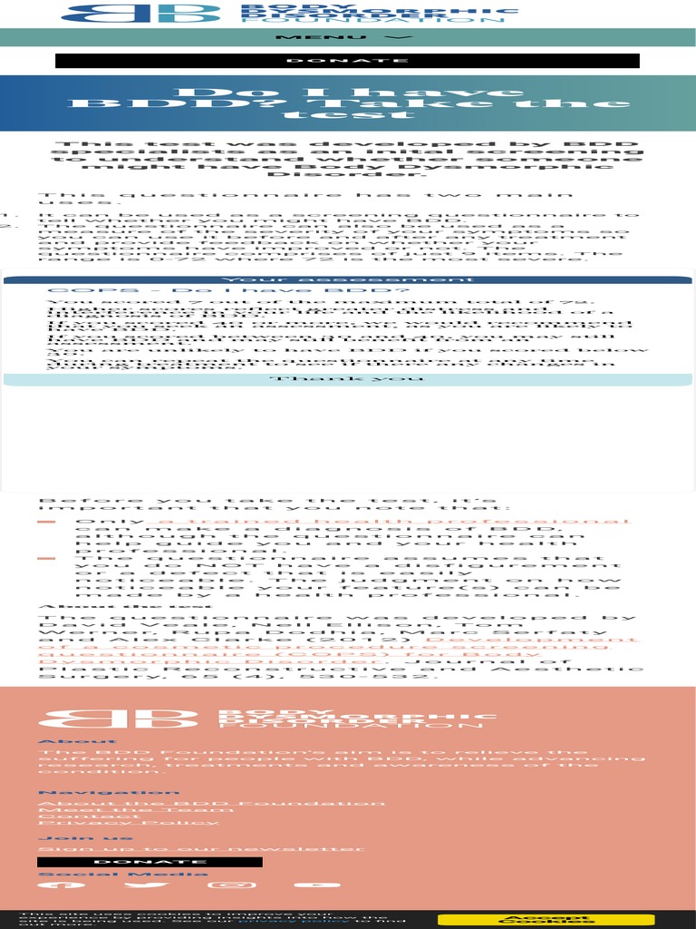 The Body Dysmorphia Test - BDDF | PDF | Medicine | Clinical Medicine