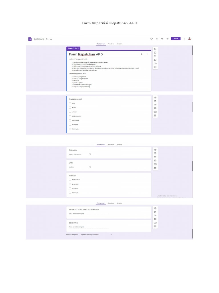 Form Kepatuhan APD | PDF