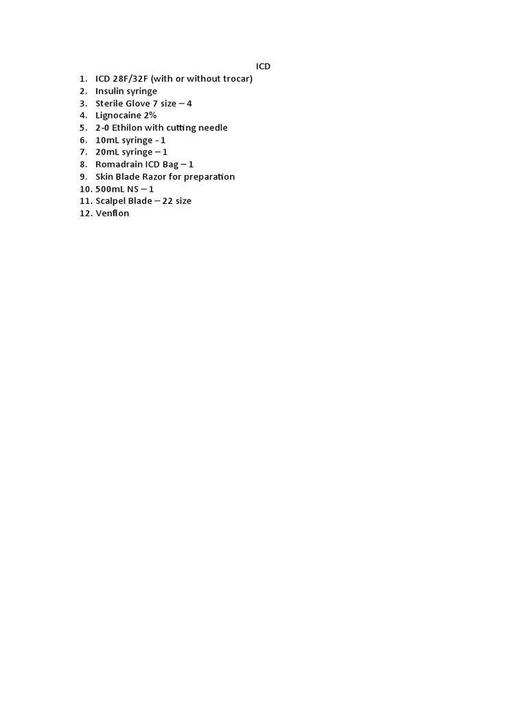 ICD Tray Instruments and Supplies | PDF