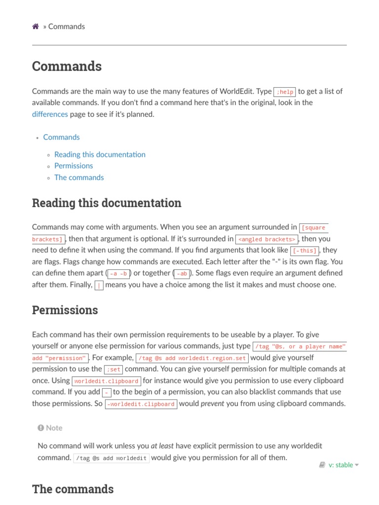 Commands - WorldEdit For Minecraft Bedrock | PDF | Computers