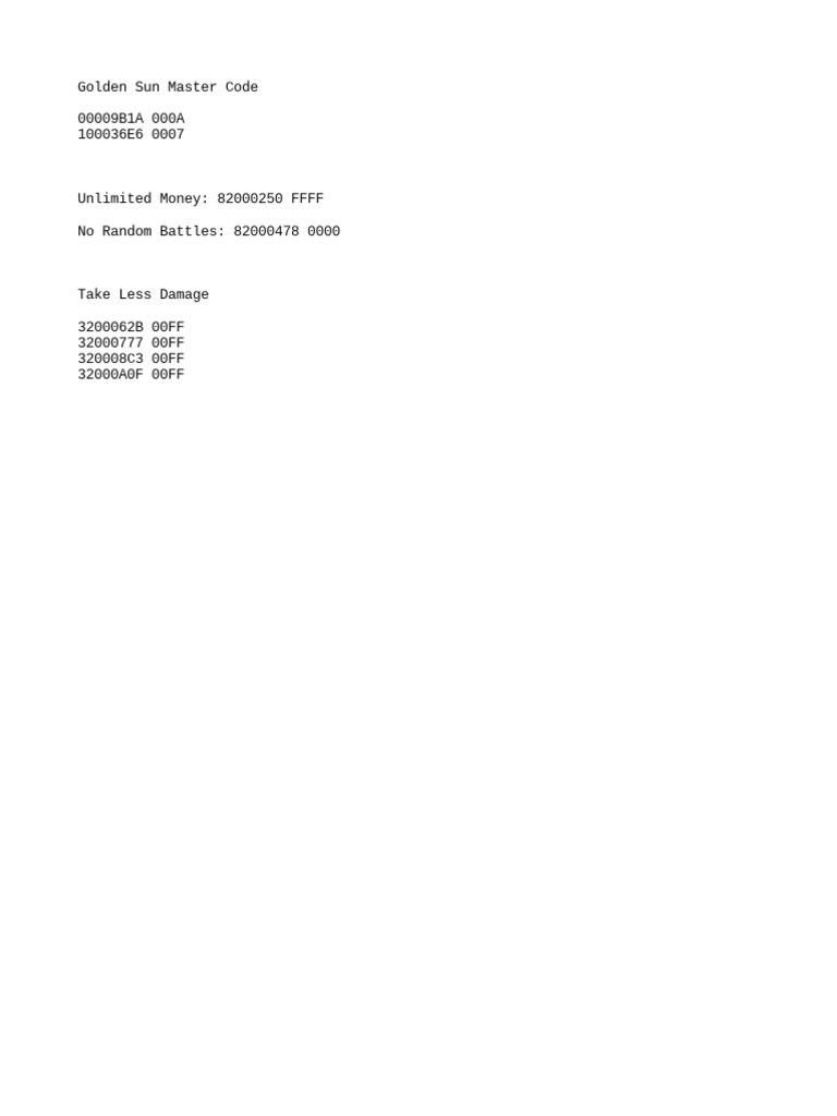 Cheats Golden Sun | PDF