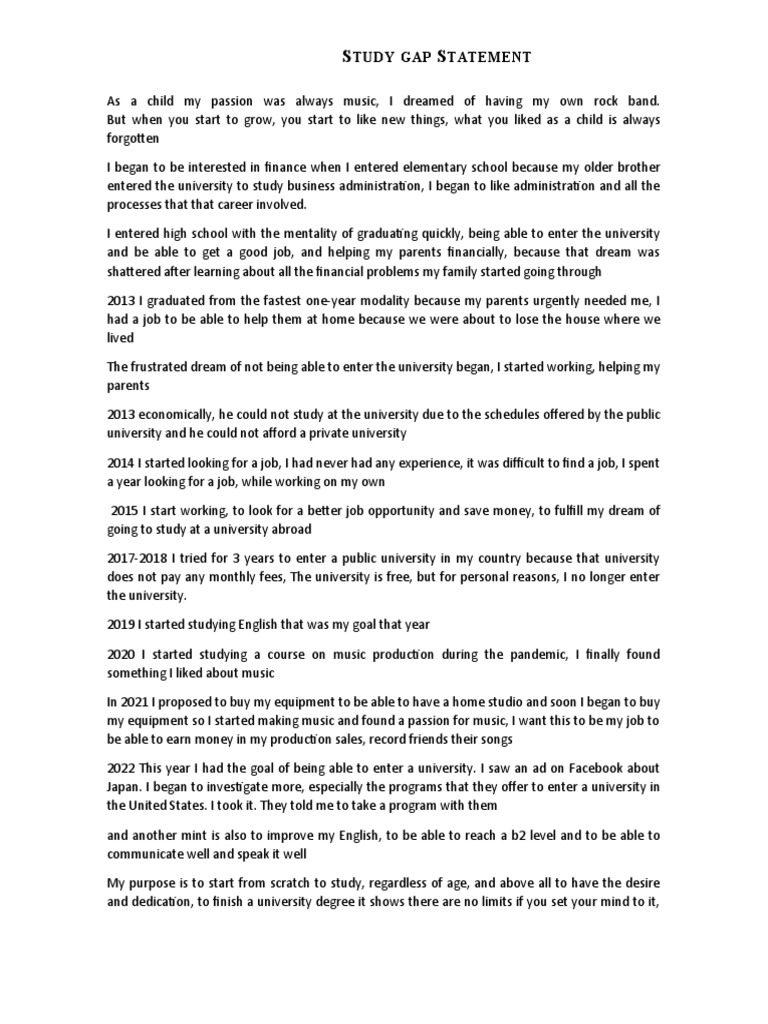 Study Gap Statement | PDF Study Gap Statement | PDF