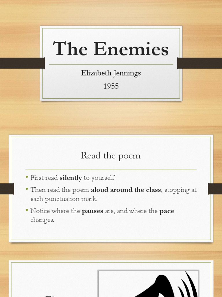 Elizabeth Jennings The Enemies | PDF | Poetry | Stanzaic Form