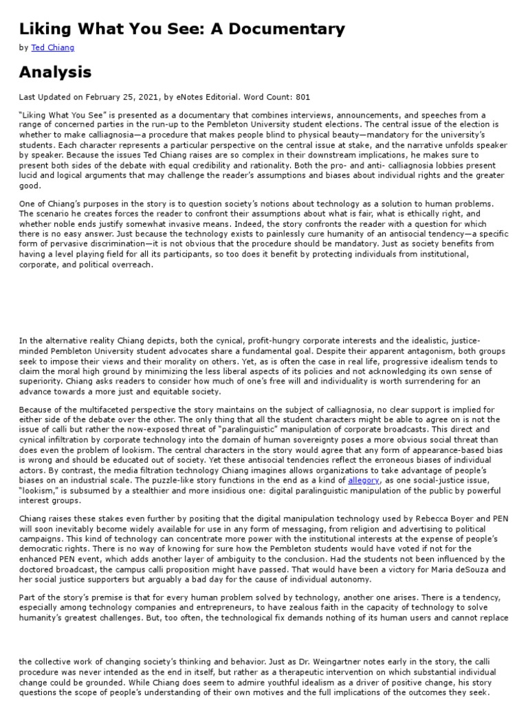 "Liking What You See" Analysis | PDF | Bias | Applied Ethics