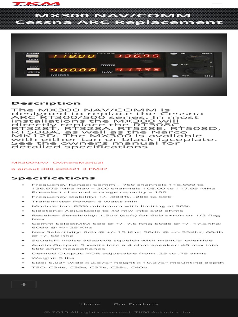 Mx300 Navcomm - TKM Avionics | PDF