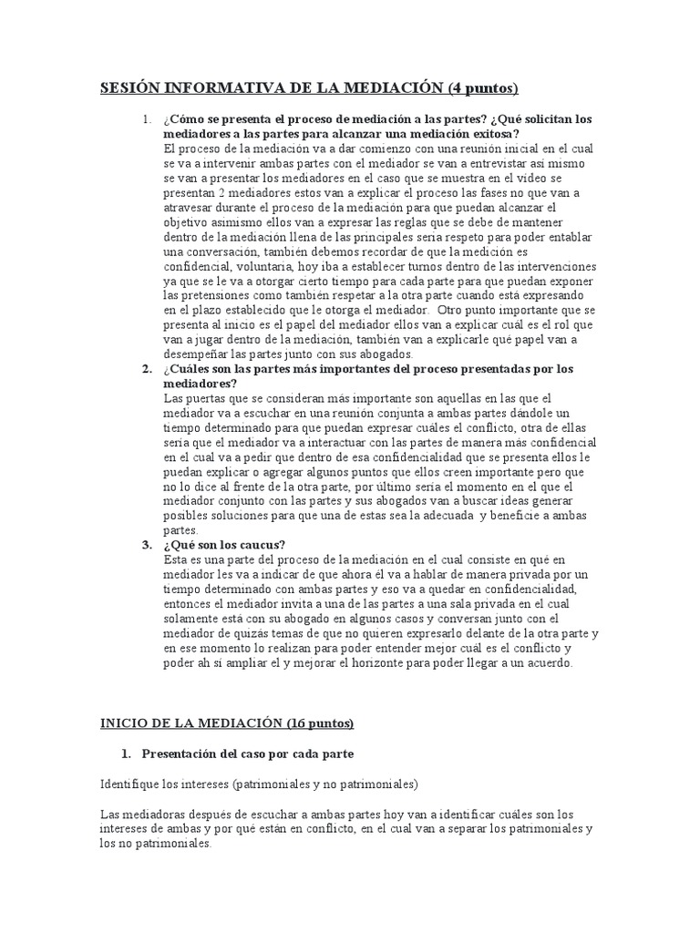 Sesión Informativa de La Mediación | PDF | Mediación