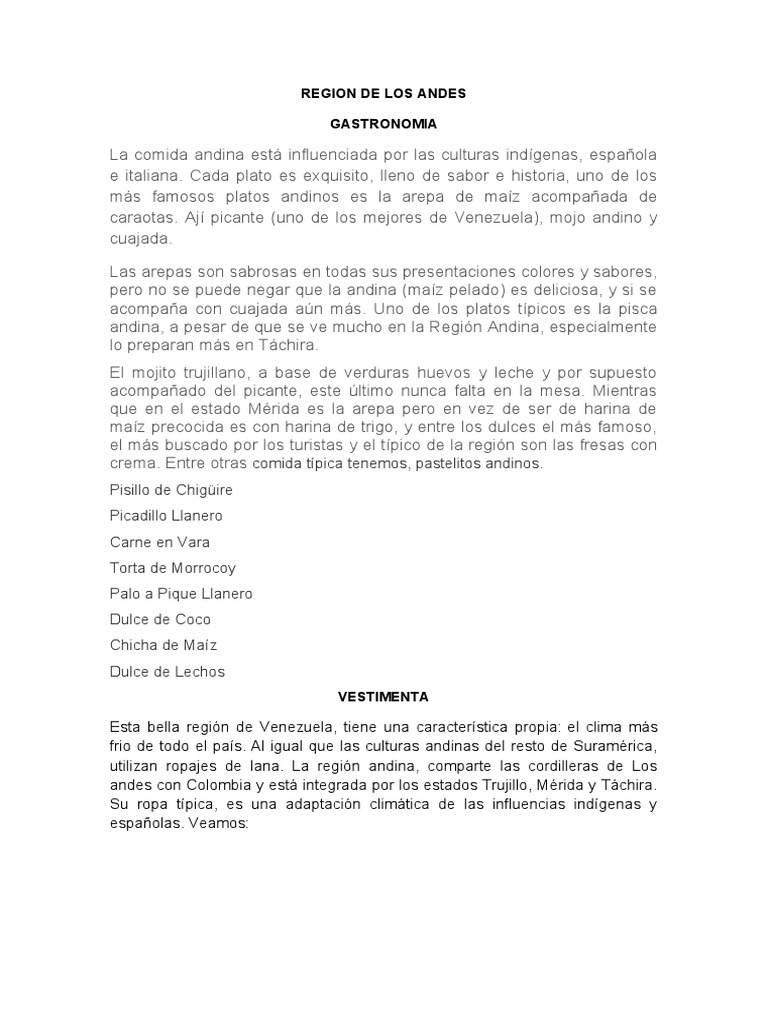 Cultura y Gastronomía de los Andes Venezolanos | PDF | Maíz | Andes