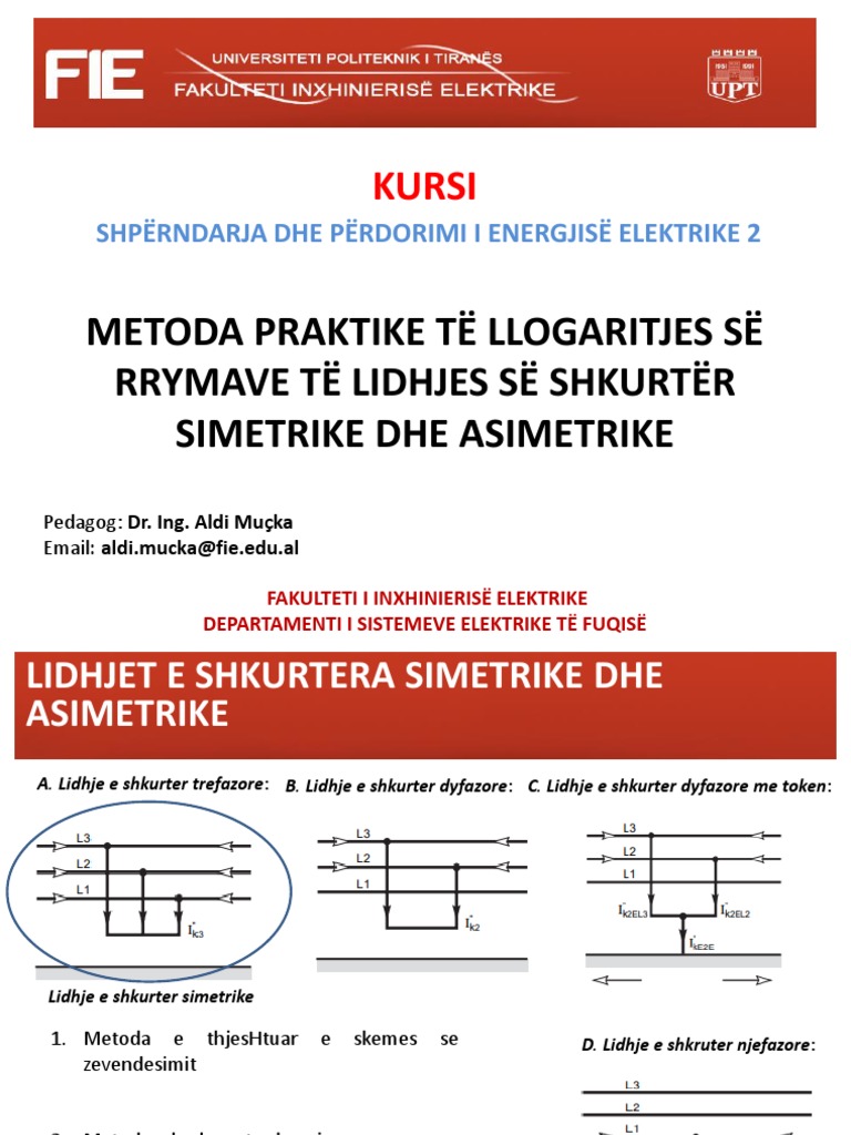 Leksioni Nr. 3_llogaritja e Rrymat e Lidhjes Së Shkurtër Asimetrike | PDF