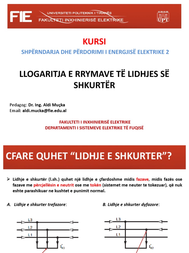 Leksioni Nr. 2 - Llogaritja e Rrymat e Lidhjes Së Shkurtër | PDF