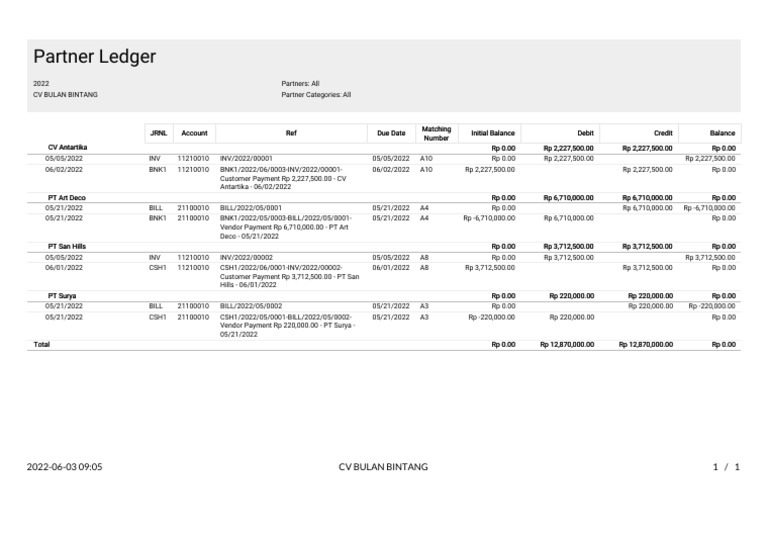 Partner Ledger | PDF | Financial Economics | Financial Services