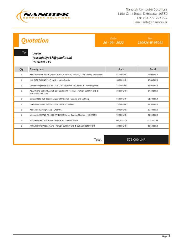 Nanotek Quotation | PDF | Computing | Computer Architecture