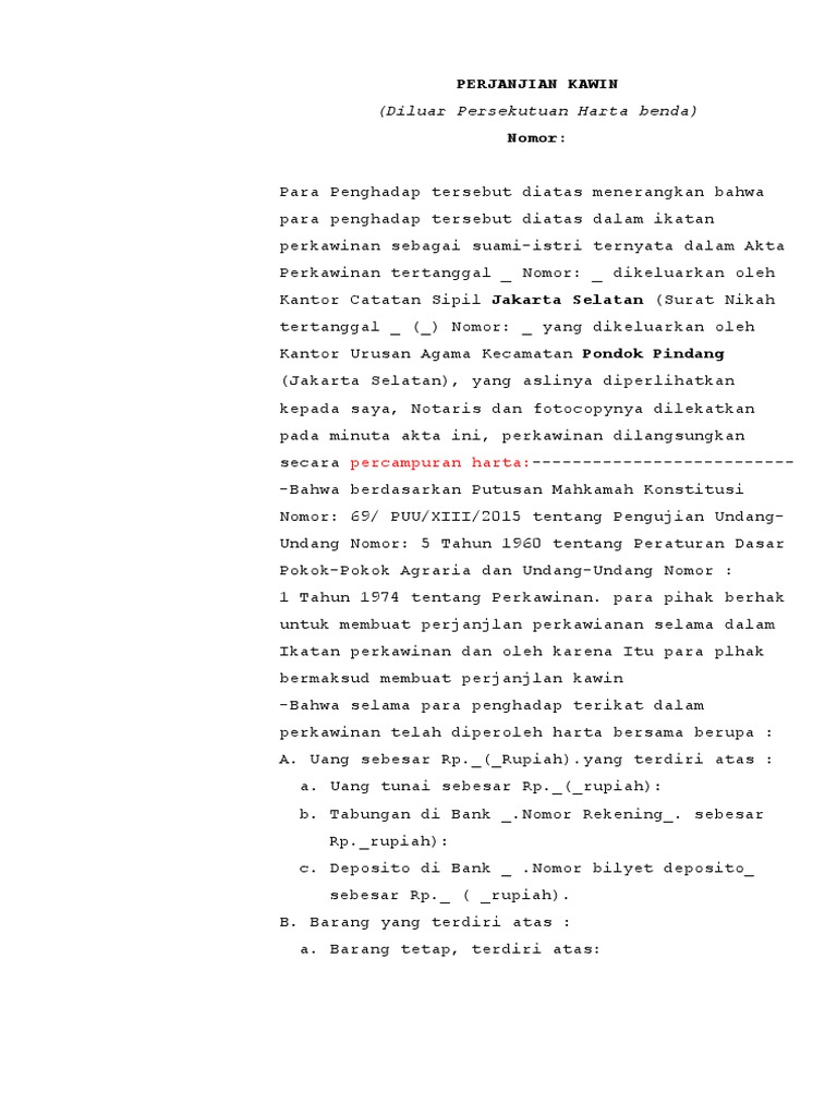 PERJANJIAN KAWIN (Diluar Persekutuan Harta Benda) Hal 57 | PDF PERJANJIAN KAWIN (Diluar Persekutuan Harta Benda) Hal 57 | PDF