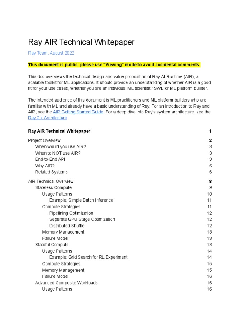 Ray AIR: Scalable ML Toolkit Overview | PDF | Computers