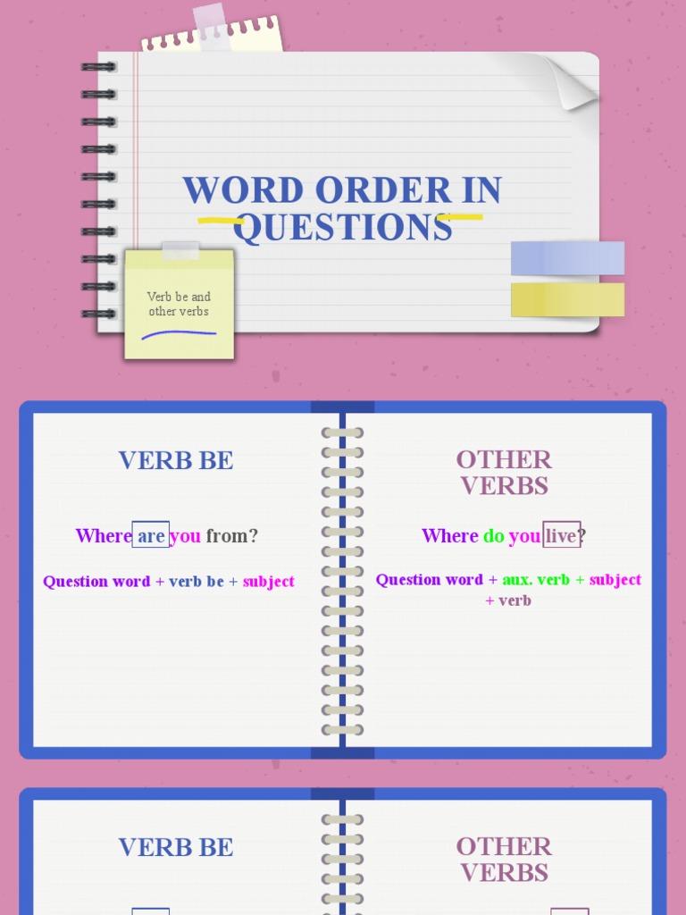 Word Order in Questions (Verb Be and Other Verbs) | PDF