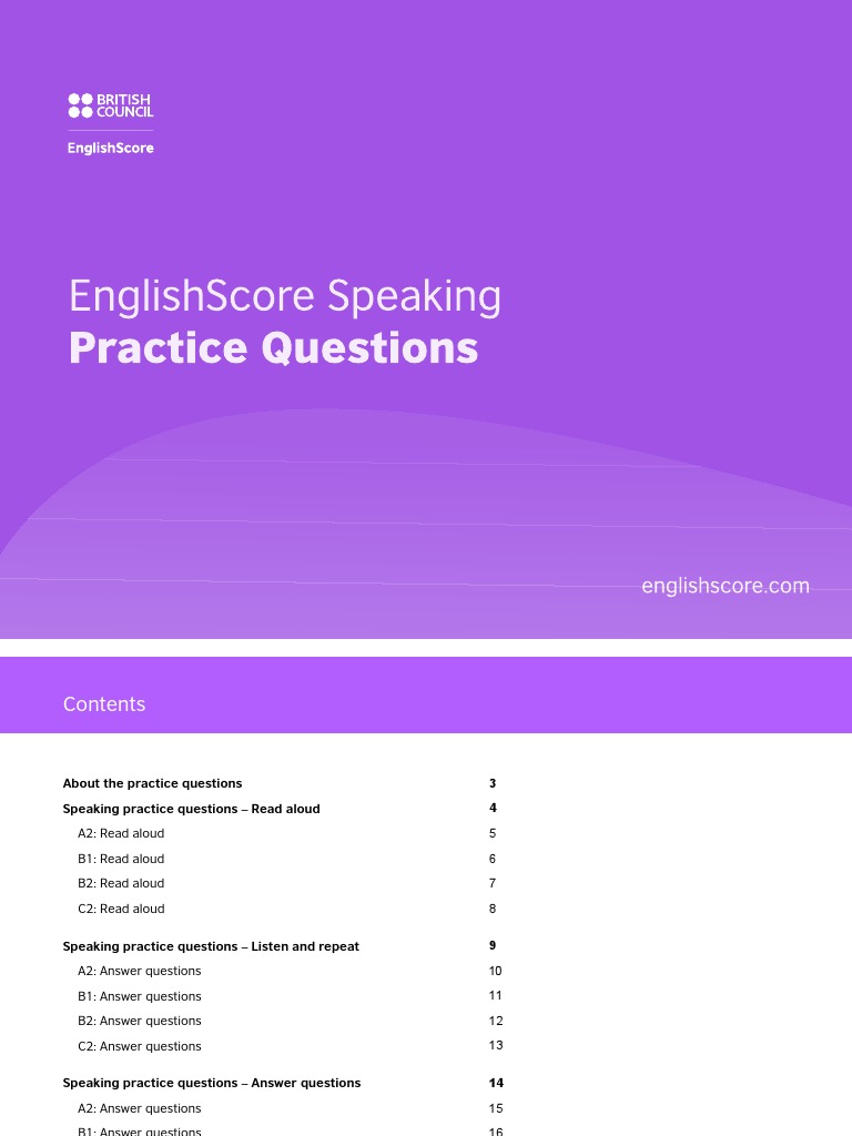 EnglishScore Speaking Test Practice Guide | PDF | Communication ...