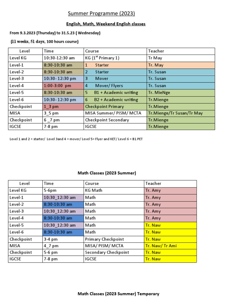 1 Summer Programme 2023 | PDF