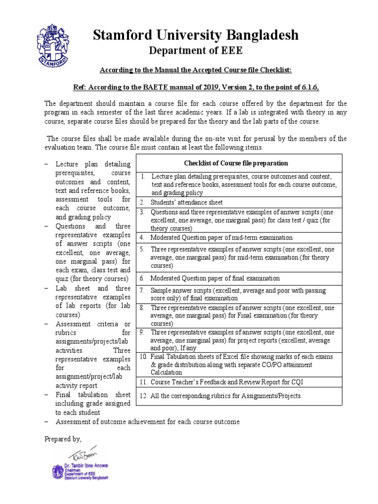 Stamford University - Checklist | PDF | Rubric (Academic) | Evaluation ...