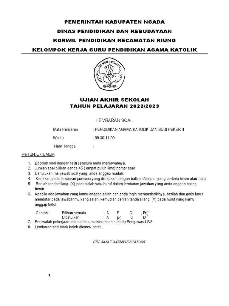 Master Soal Uas Pak 2023 | PDF