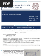 Machining Time Calculation | PDF | Machining | Manufactured Goods