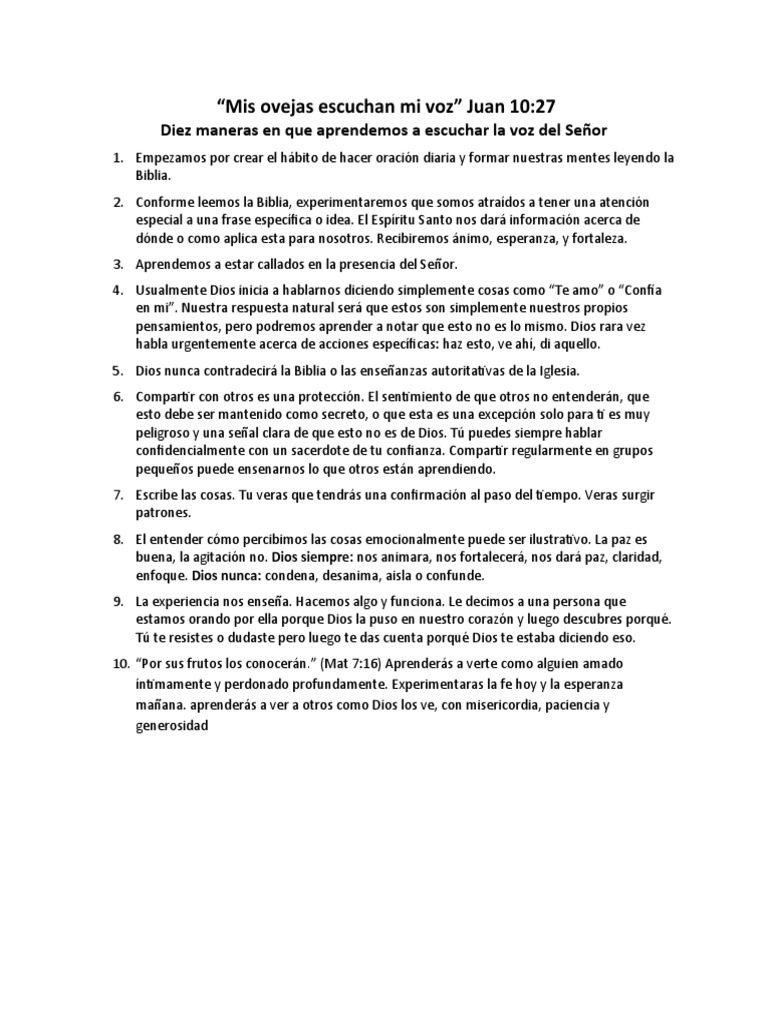 10 Maneras de Escuchar La Voz Del Señor | PDF