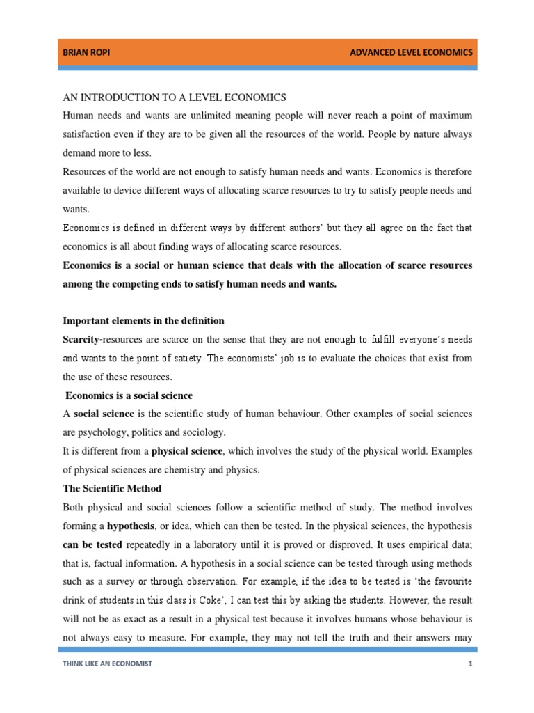 An Introduction To A Level Economics | PDF | Economics | Market (Economics)