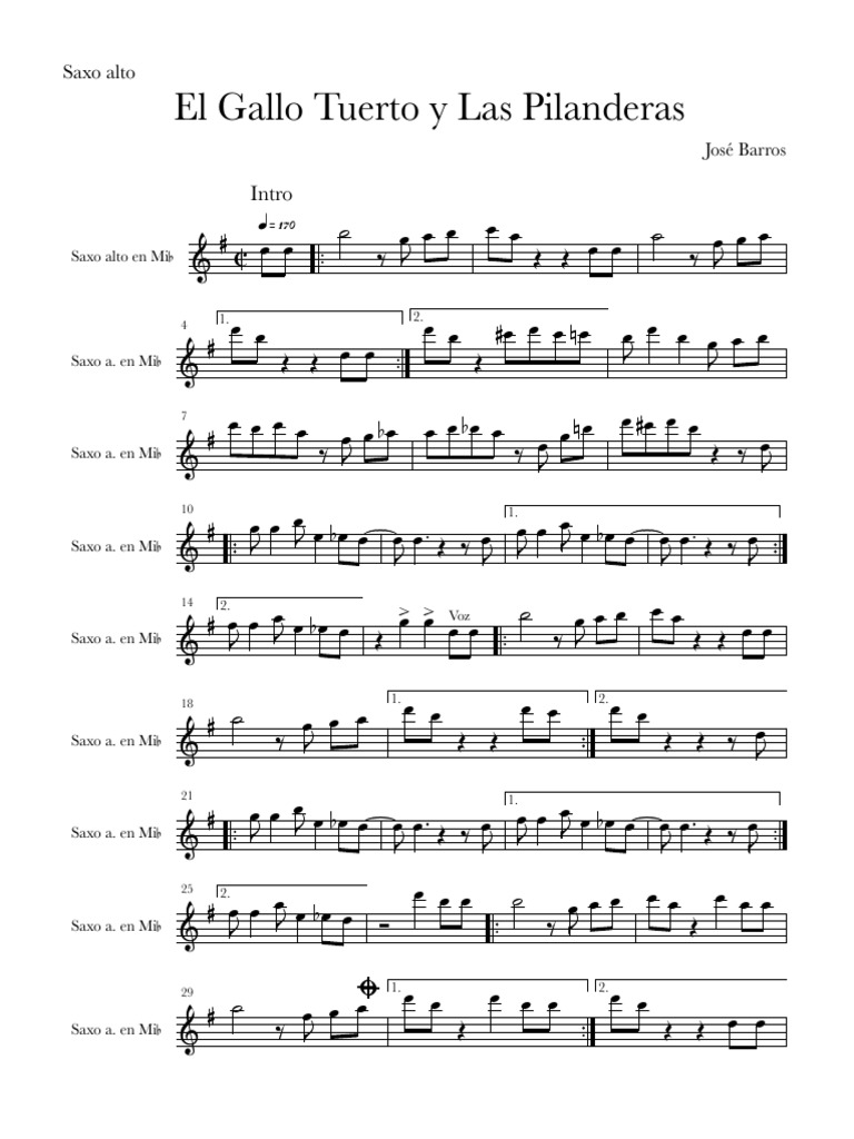 El Gallo Tuerto y Las Pilanderas Saxo | PDF