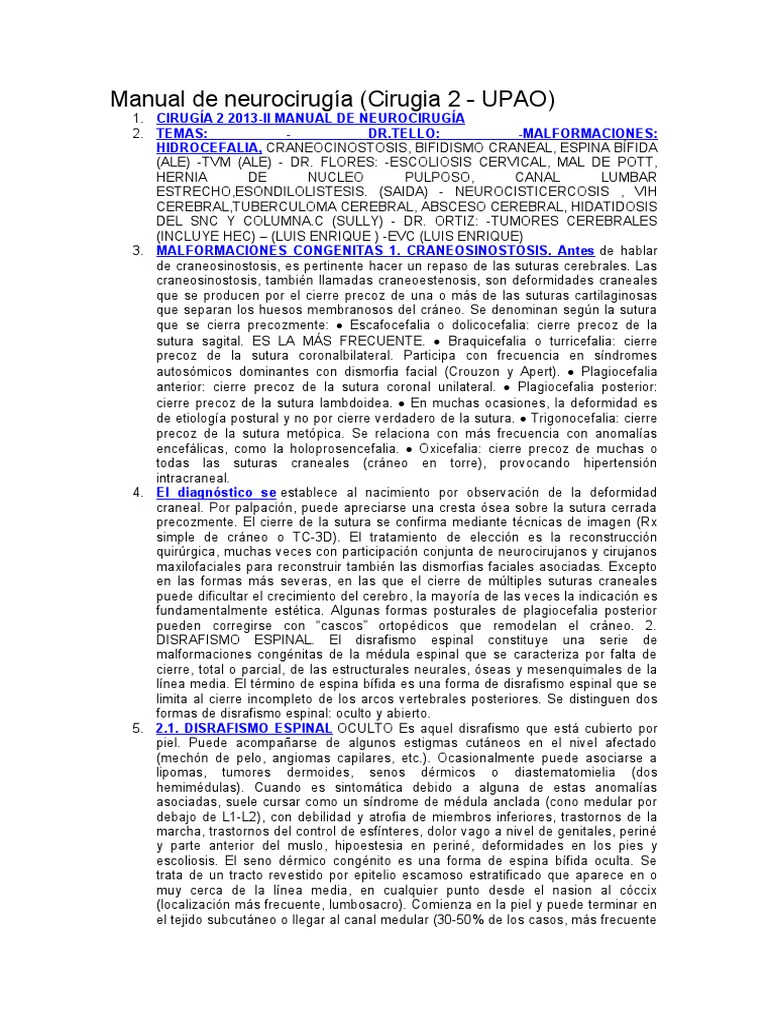 Manual de Neurocirugía | PDF | Fluido cerebroespinal | Anatomía