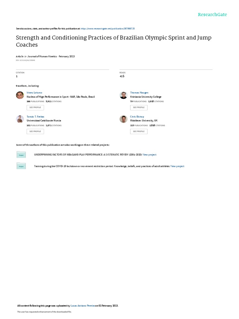 Strength and Conditioning Practices of Brazilian Olympic Sprint and Jump Coaches | PDF ...