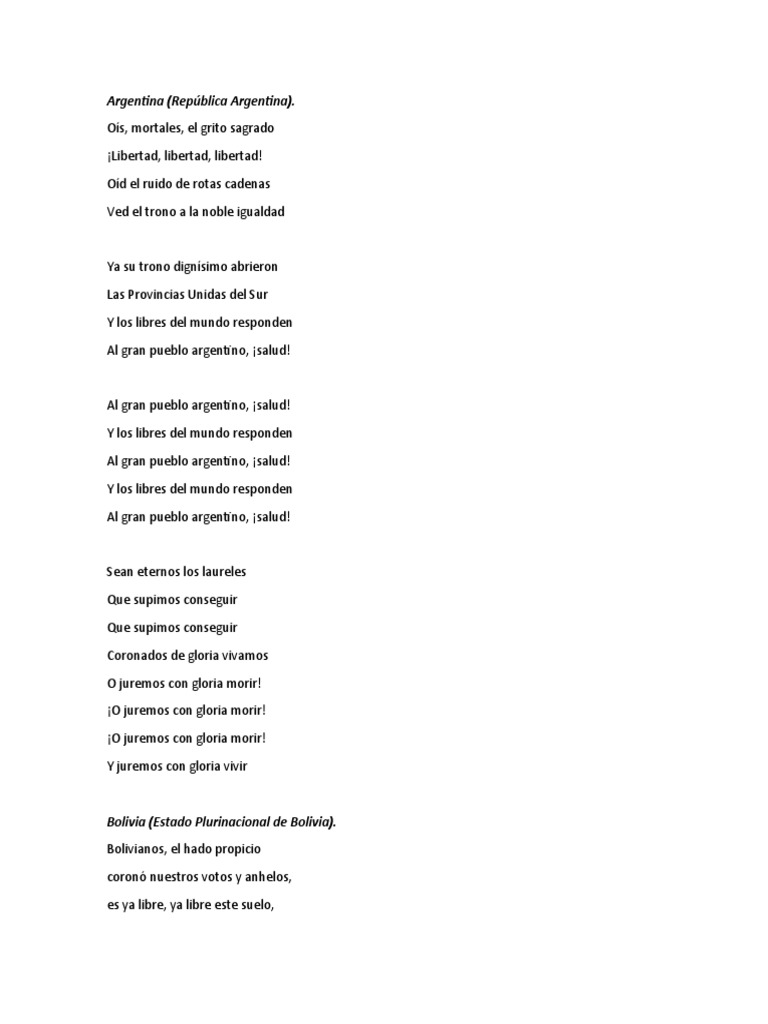 Himno de Norte Centro y Sur America | PDF