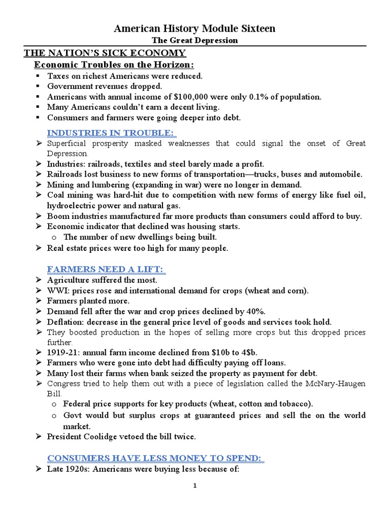 Causes and Consequences of the Great Depression | PDF | Stocks | Great ...