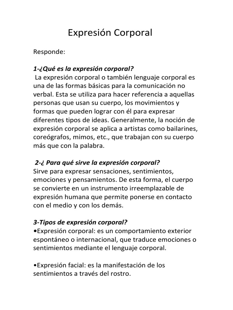 Trabajo de Expresión Corporal | PDF