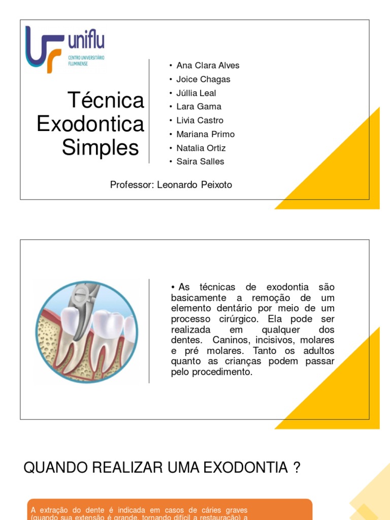 Técnicas de Exodontia Simples e Etapas | PDF | Dente | Medicina Clínica