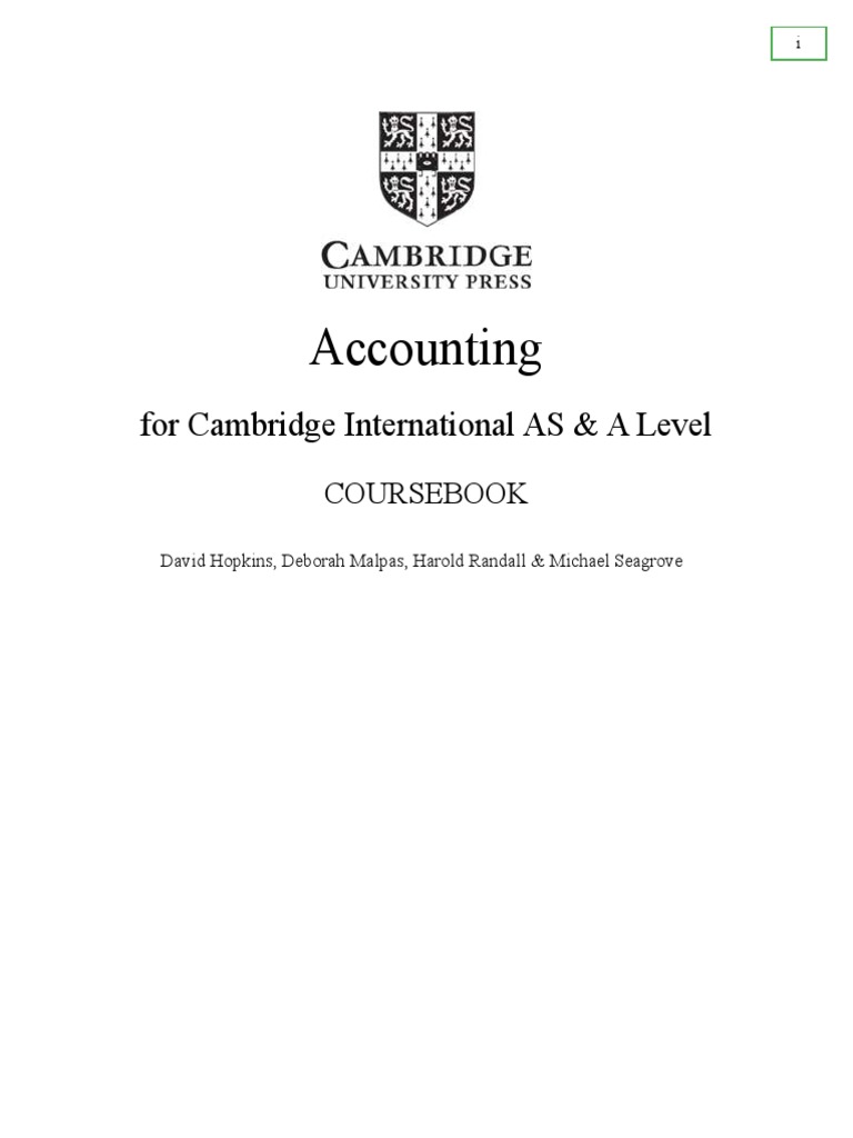 Cambridge International as a Level Accounting Coursebook With Digital ...