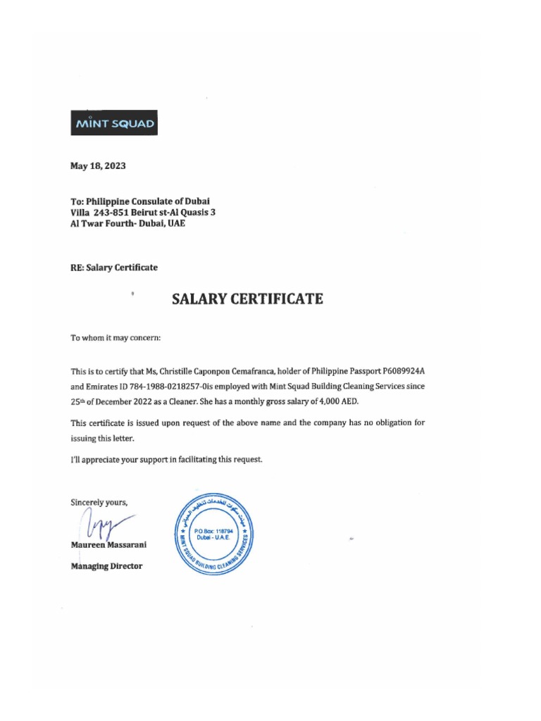 Salary Certificate - 20230518 | PDF