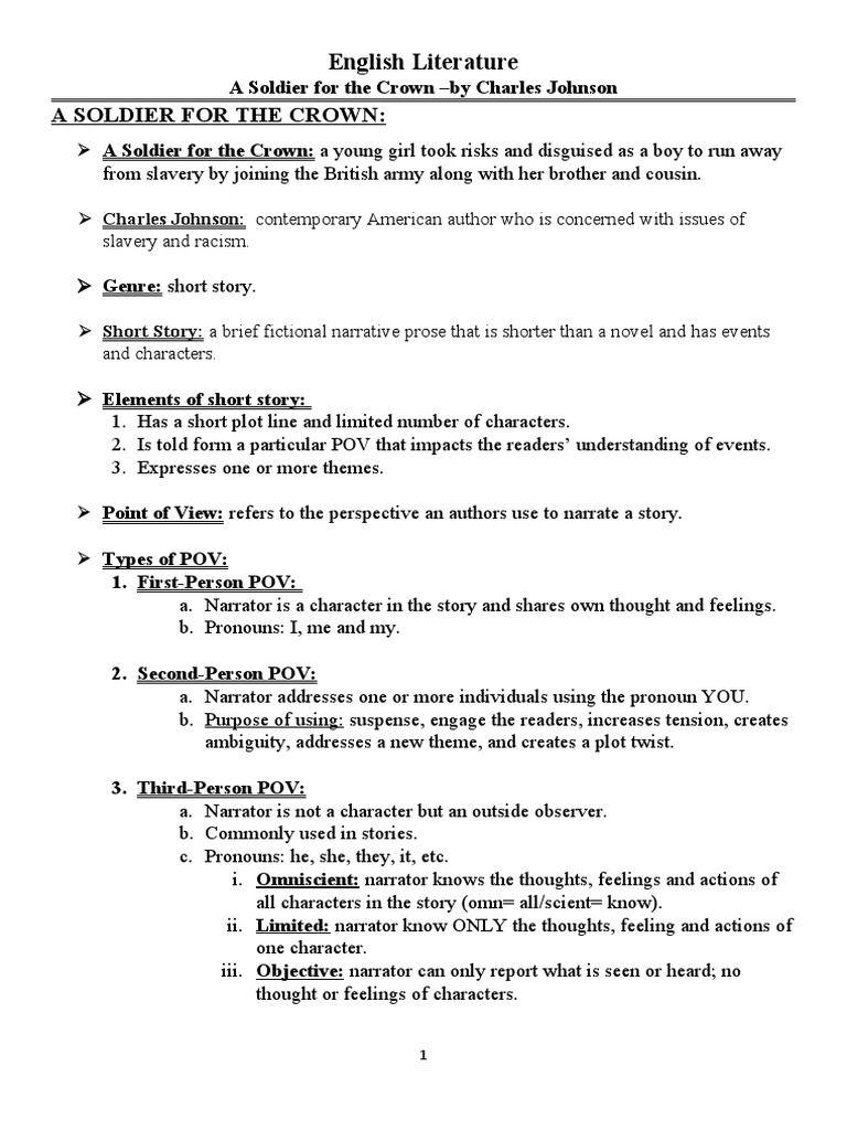 A Soldier For The Crown - Short Story | PDF | Narration