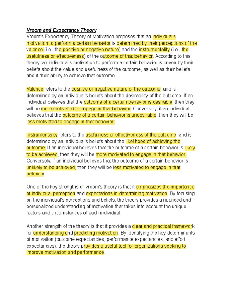 Vroom and Expectancy Theory | PDF | Motivational | Motivation