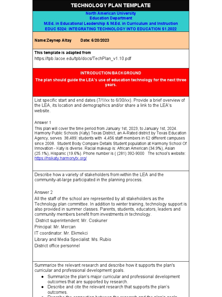 Educ 5324-Technology Plan Zaltay 1 | PDF