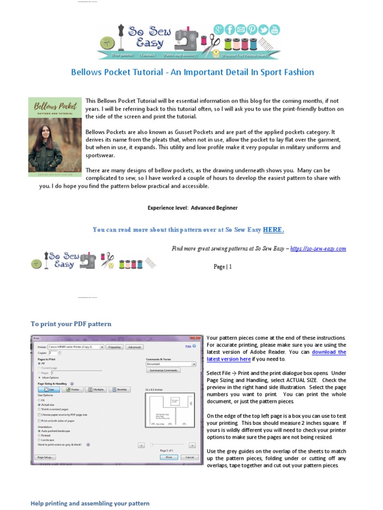 Bellows Pocket Pattern | PDF | Sewing | Computing