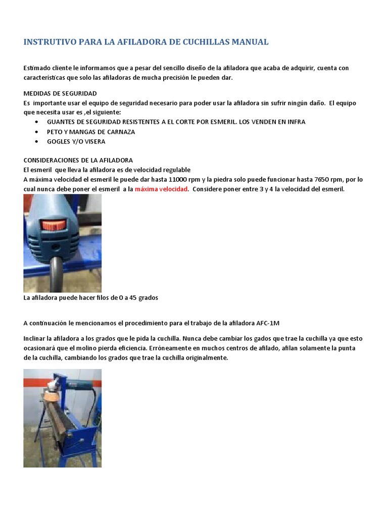 Afiladora de Cuchillas Manual | PDF | Tornillo | Bienes manufacturados