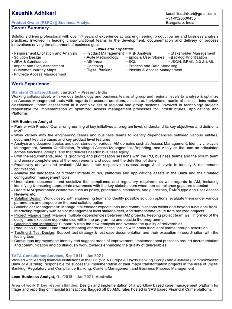 Resume - Kaushik Adhikari | PDF | Scrum (Software Development) | Information Technology Management