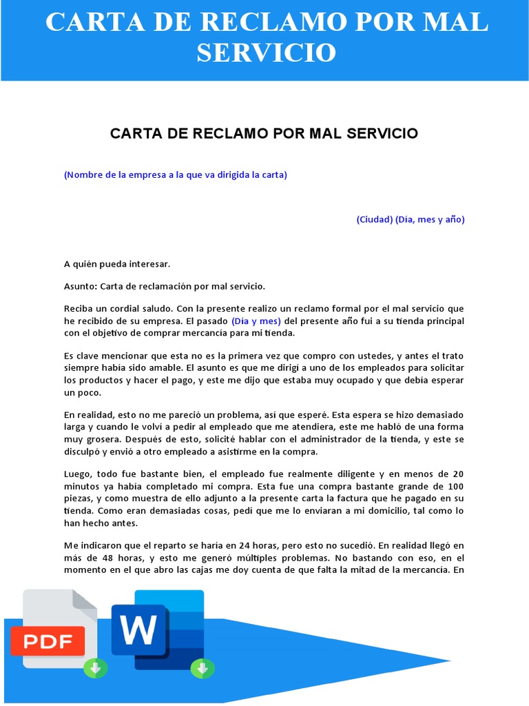 Carta de reclamación por mal servicio | PDF | Derecho