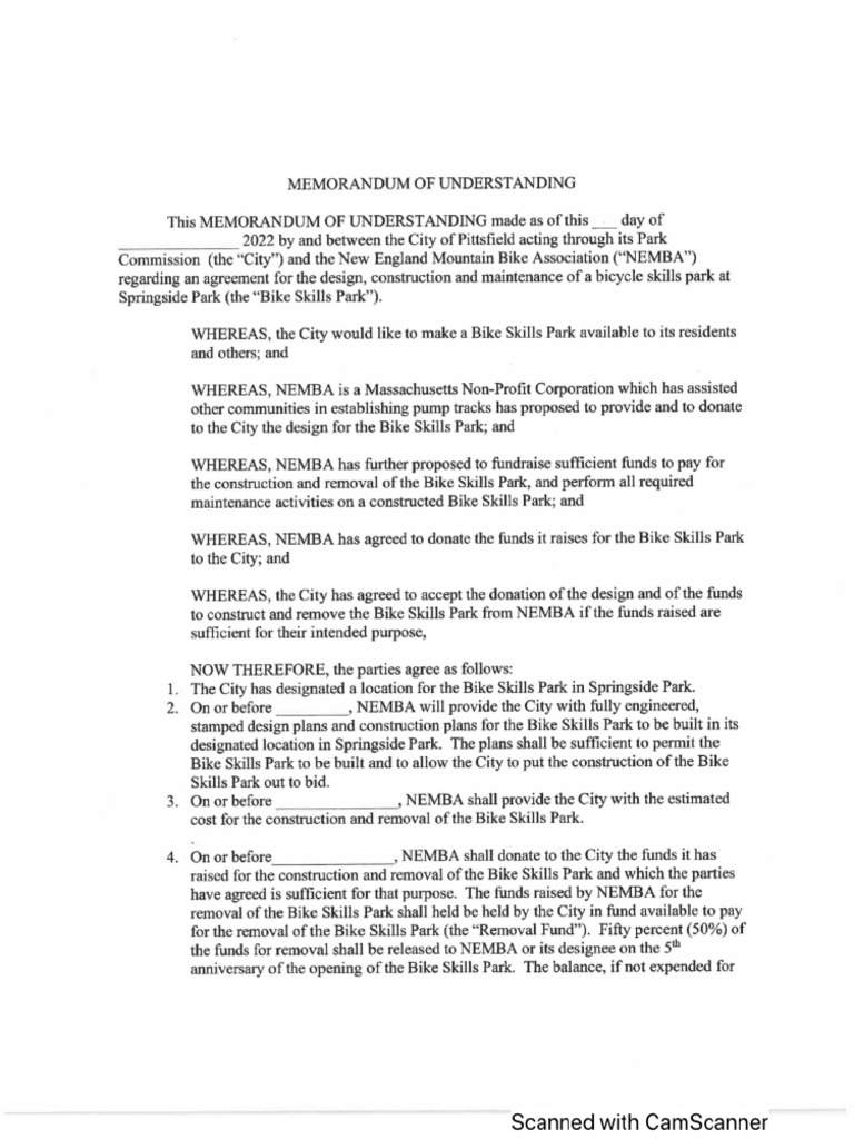 NEMBA Bike Skills Park MOU | PDF